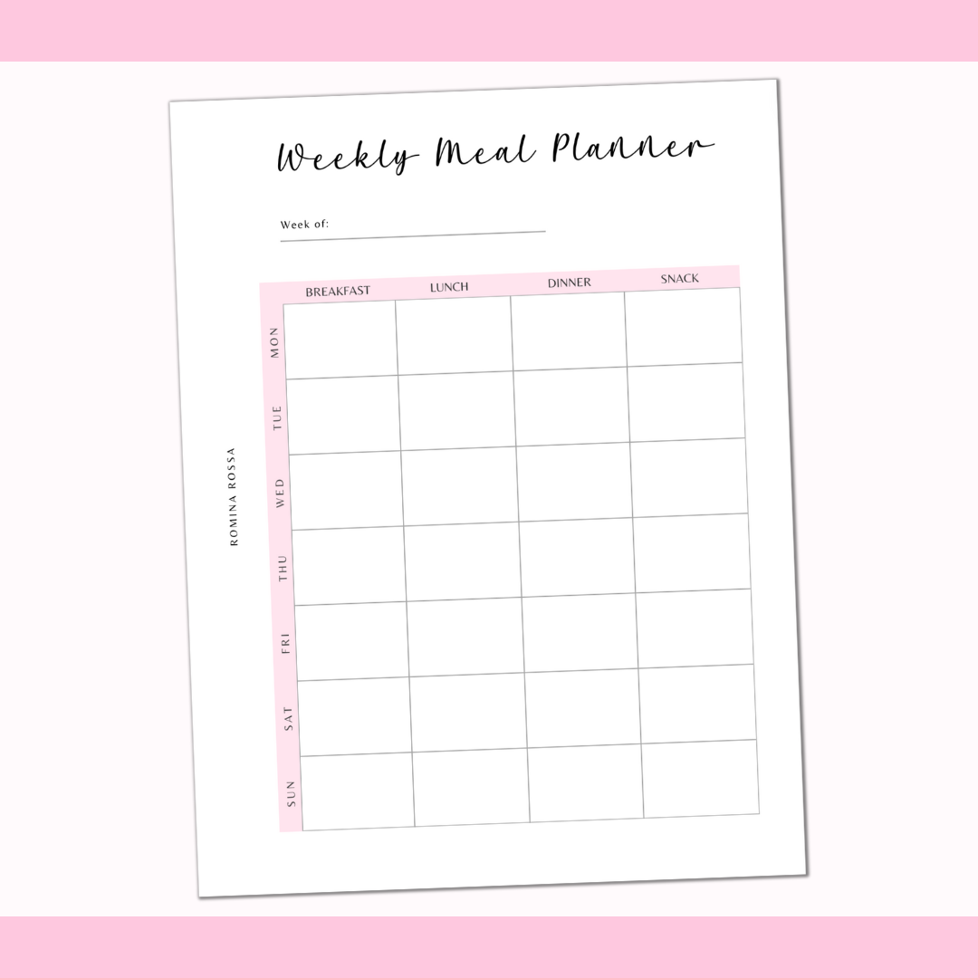 Weekly Meal Planner Printable | 8.5x11 | PDF Digital Download – Romina ...