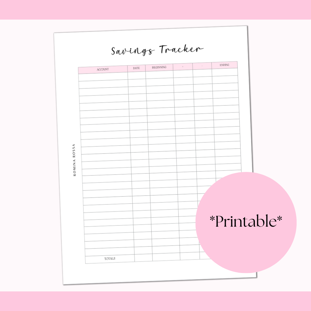 Savings Tracker Printable | 8.5x11 | PDF Digital Download – Romina Rossa