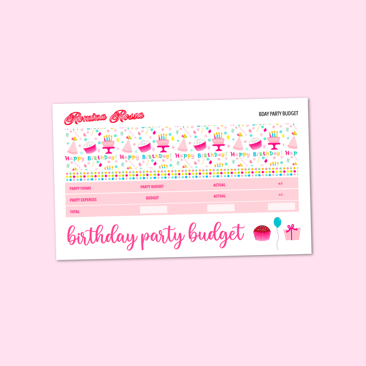 Birthday Party Budget Kit | 7x9 Planner – Romina Rossa