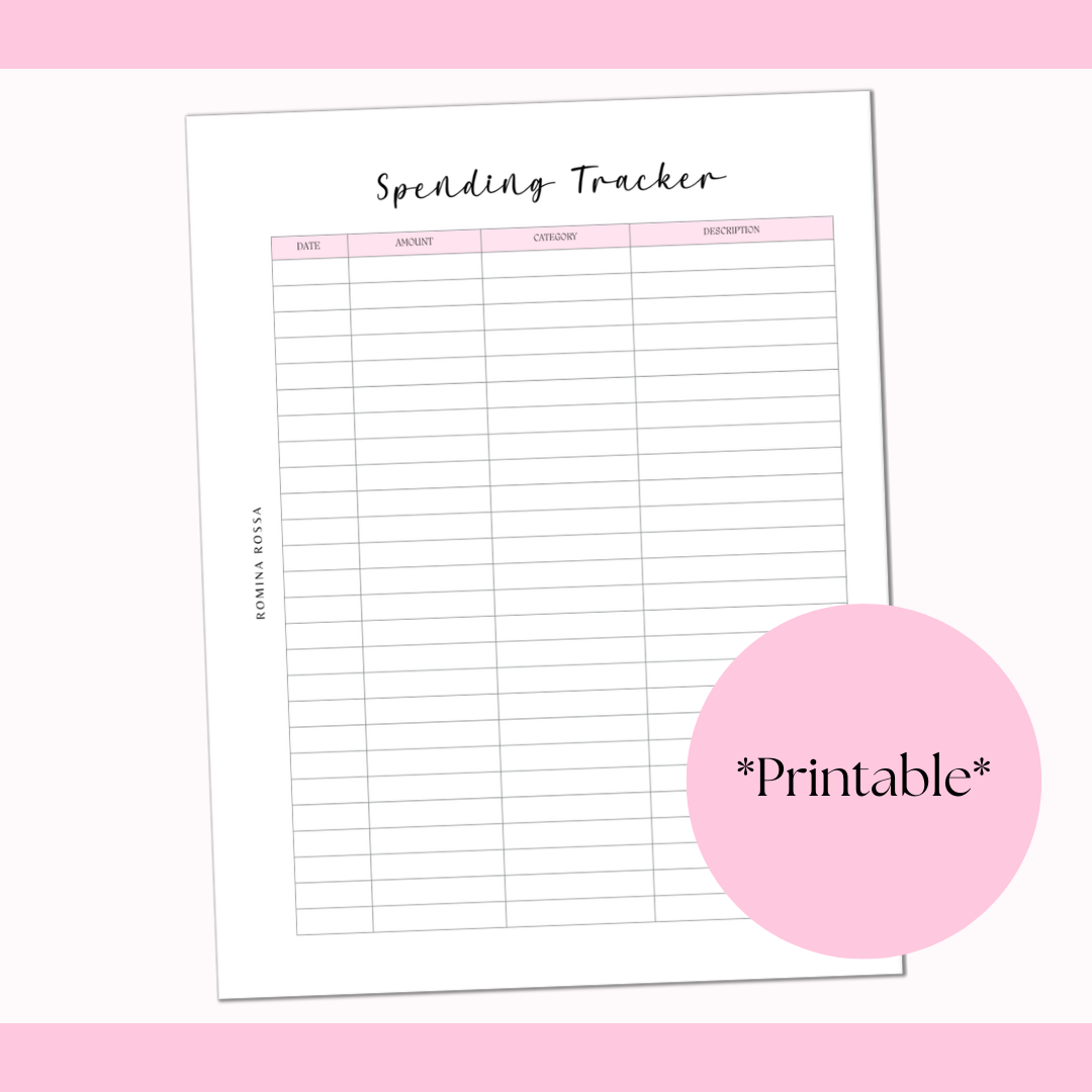 Spending Tracker Printable | 8.5x11 | PDF Digital Download – Romina Rossa