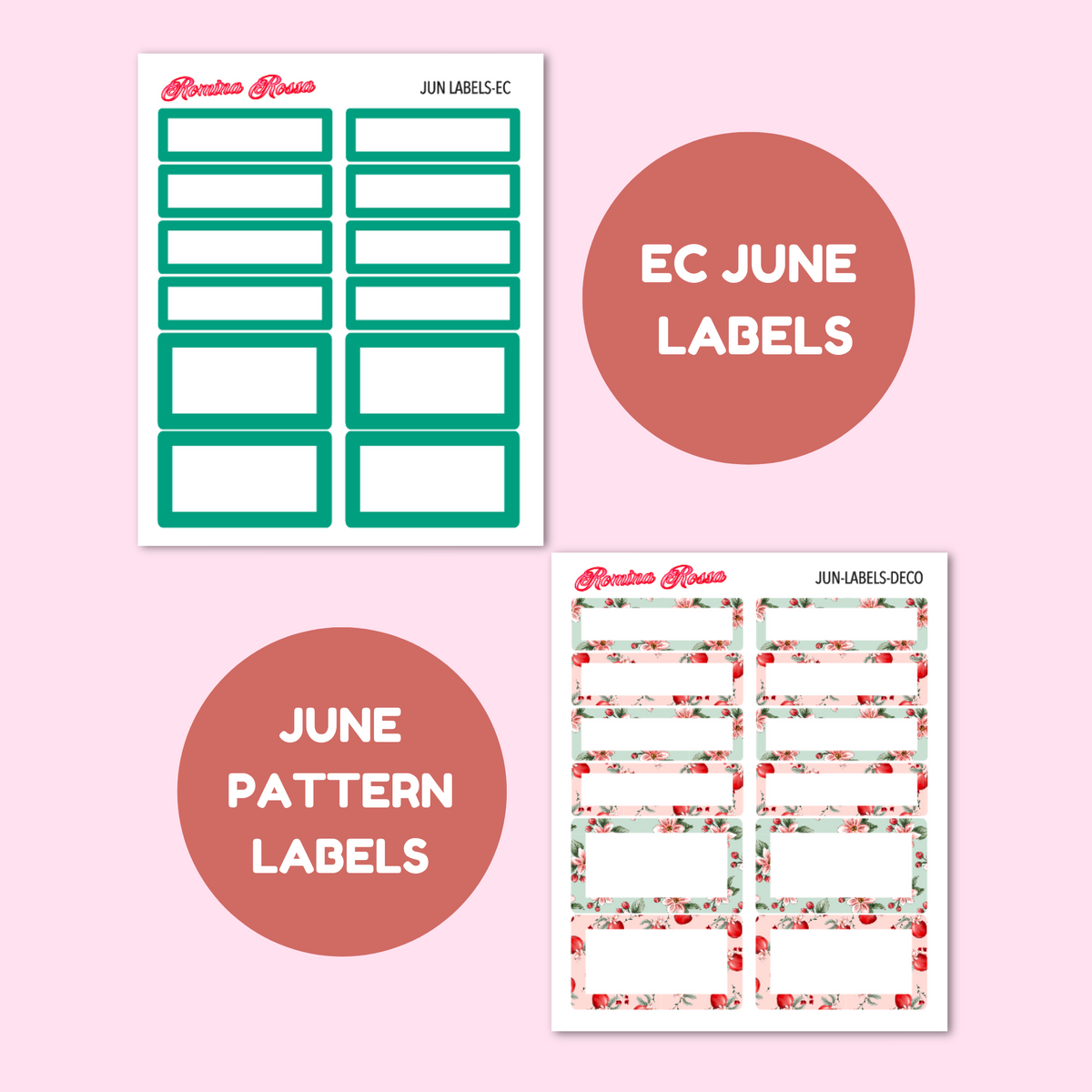 June 2025 Monthly Labels | EC 7x9 Planner – Romina Rossa