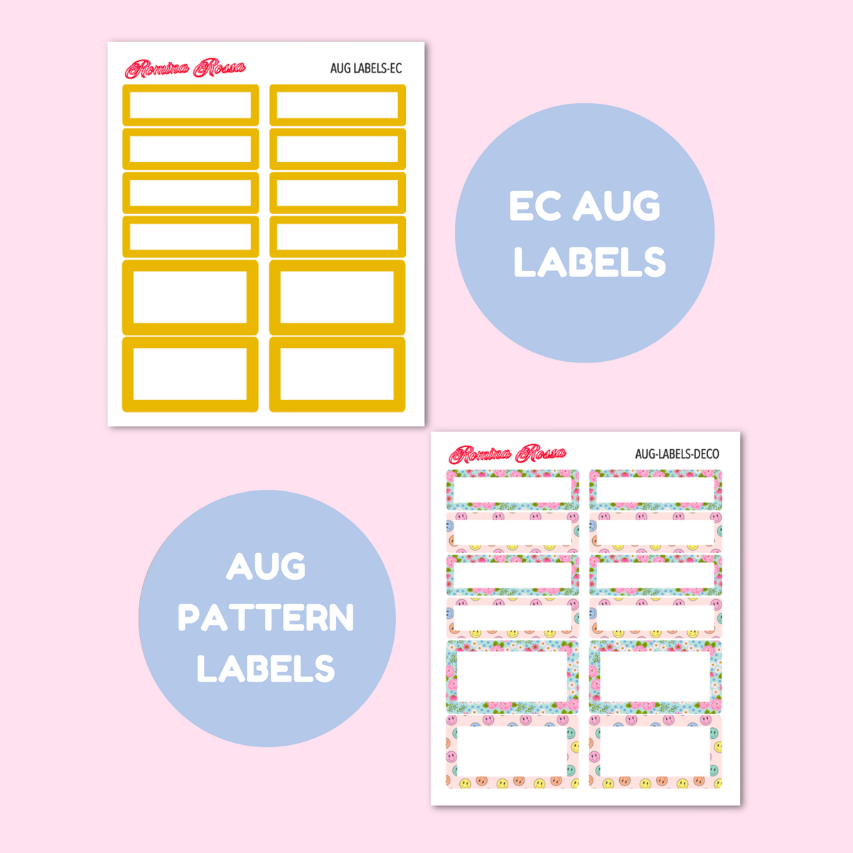 August 2025 Monthly Labels | EC 7x9 Planner – Romina Rossa