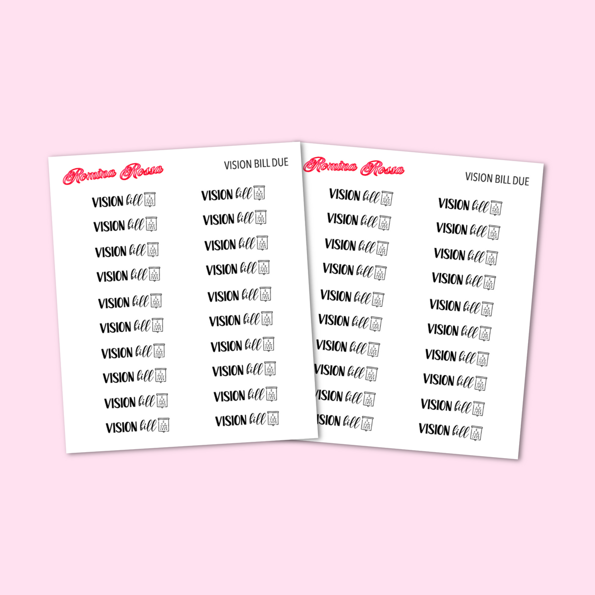 Vision Bill Due Stickers - Decorative Planner Stickers – Romina Rossa